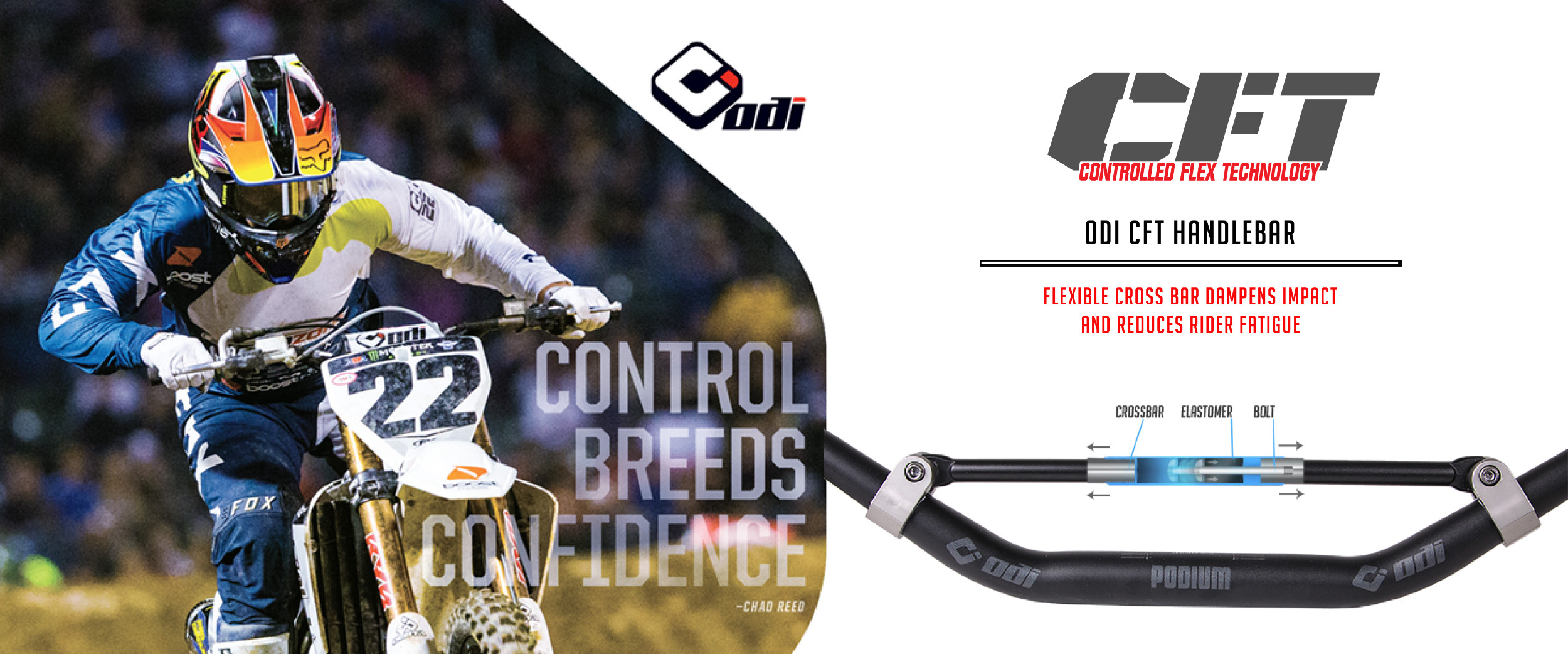 H902CFB - ODI MX CFT PODIUM HANDLEBAR MCGRATH - BLACK PAD (REN 999 ...